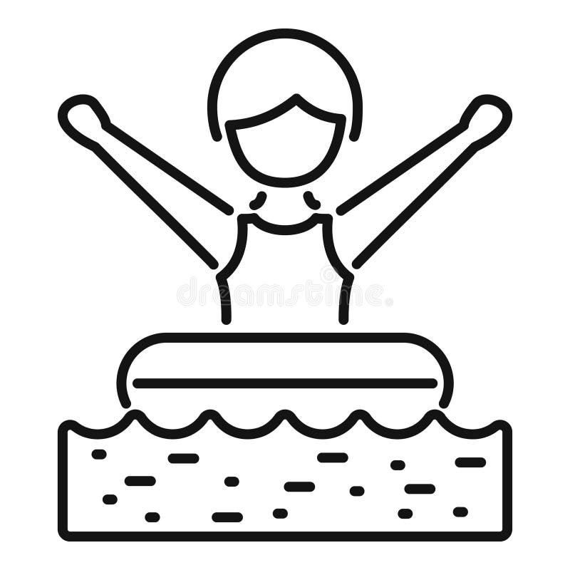 Child Playing with Inflatable Ring in Water Stock Vector - Illustration ...