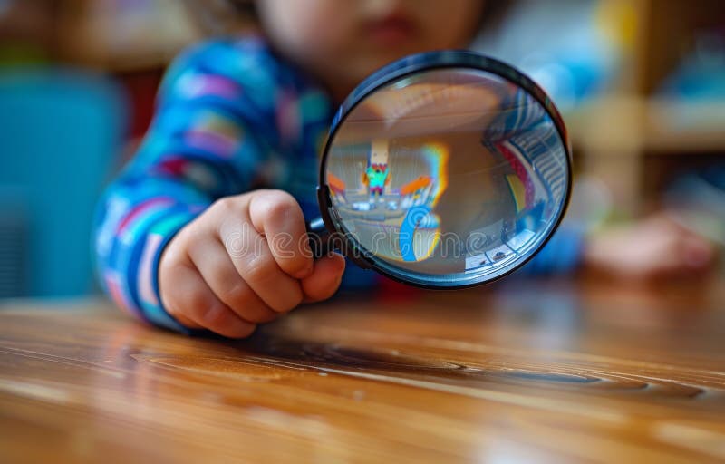 Child Playing with a Magnifying Glass Stock Photo - Image of discovery ...