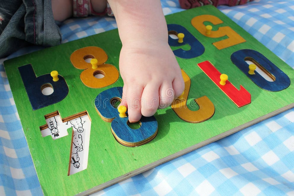 Child Playing with Number Puzzle Stock Image - Image of babies ...