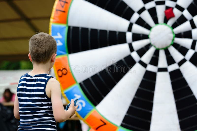Child Playing Outdoor - Throwing To Target Stock Image - Image of ...