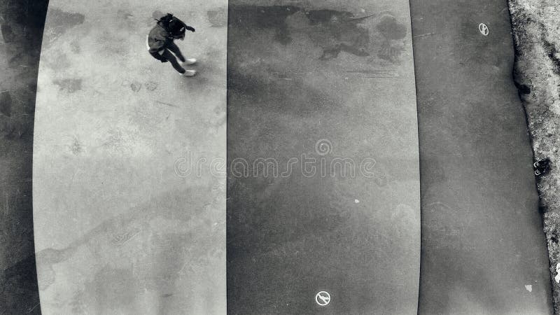 Child Playing on the Playground Trampoline, Aerial View from a High ...