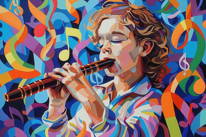 Child Playing Recorder a Child Playing a Recorder, Surrounded by ...