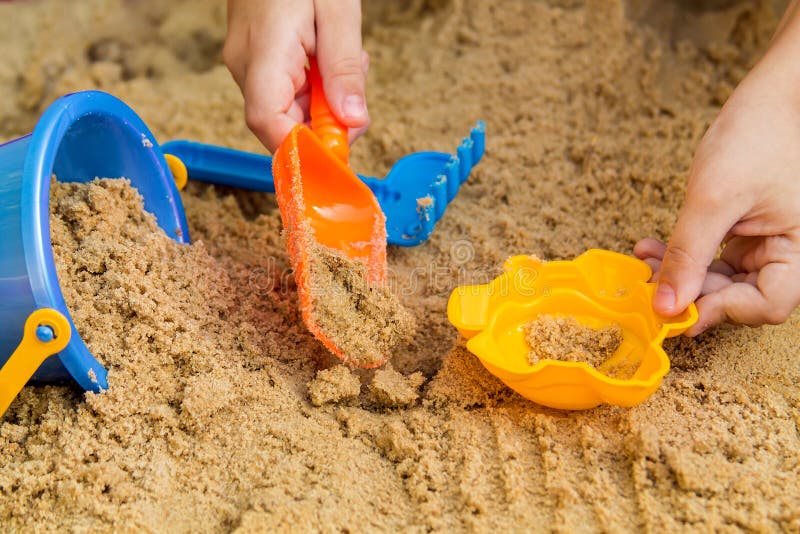 Child Playing in the Sandbox Stock Photo - Image of concept, pour ...