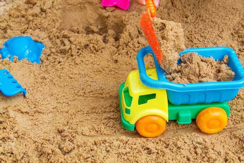 Child Playing in the Sandbox Stock Image - Image of concept, yellow ...