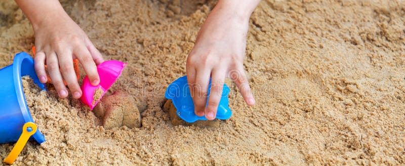 Child Playing in the Sandbox Stock Image - Image of pink, pour: 117233247