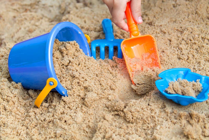Child Playing in the Sandbox Stock Image - Image of concept, bucket ...