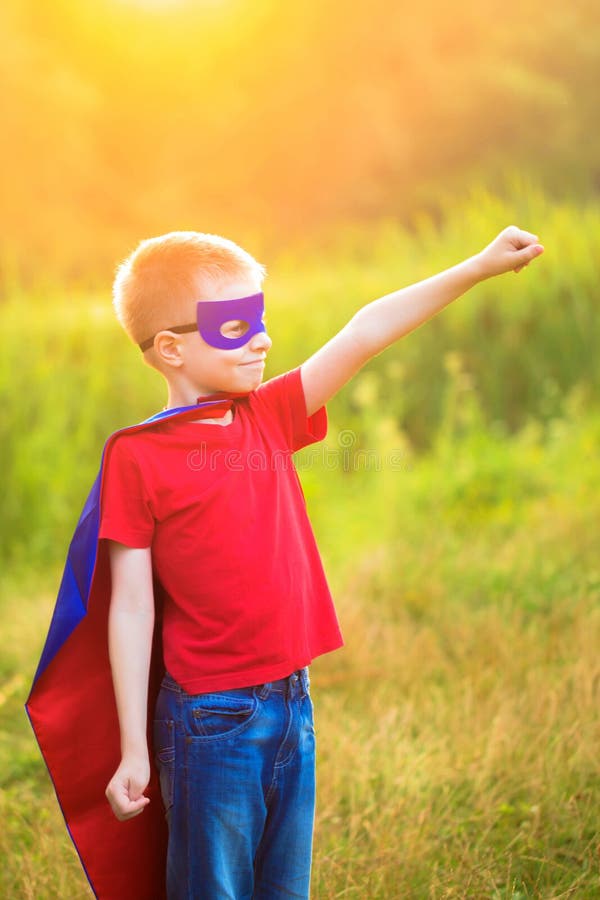 Child Playing Super Hero and Super Man Stock Image - Image of little ...