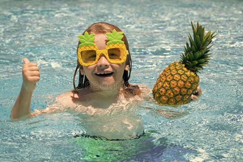 Child Playing in the Swimming Pool. Summer Kids Activity. Stock Image ...