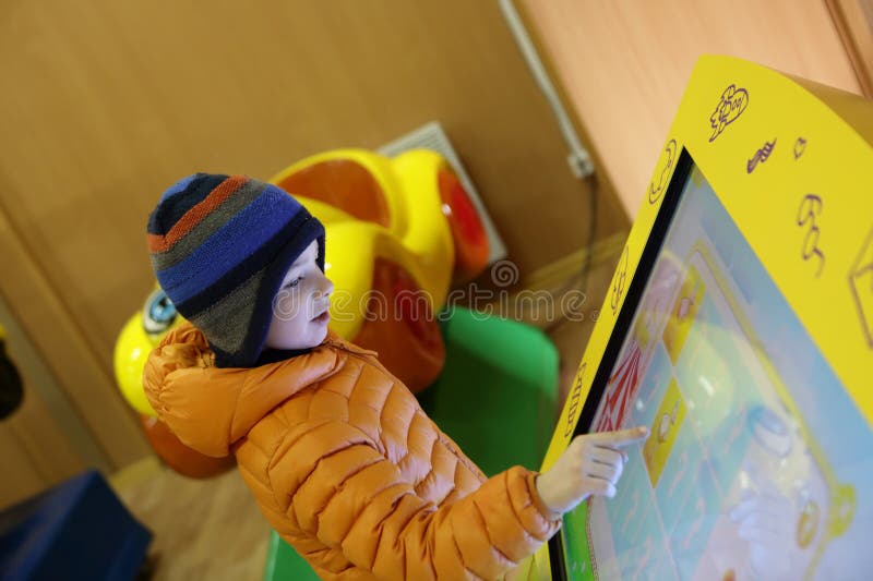 Child Playing with Touch Screen Stock Photo - Image of display, human ...