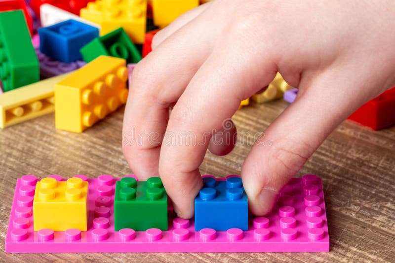 Child Playing with Toy Bricks Stock Image - Image of ideas, concepts ...