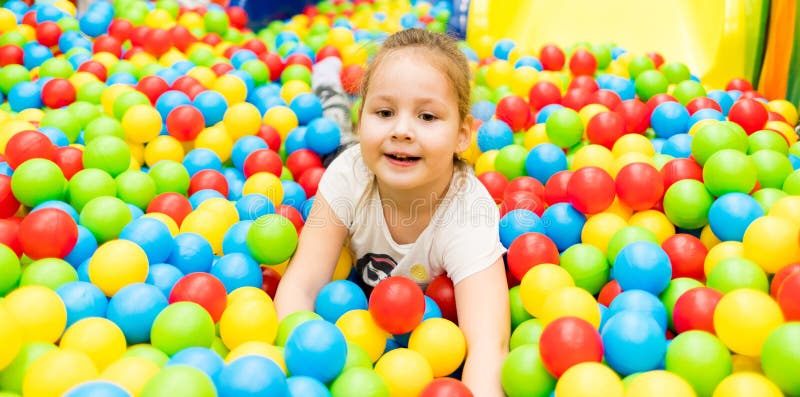 Child Plays Fun in the Entertainment Center. Game Center Stock Image ...