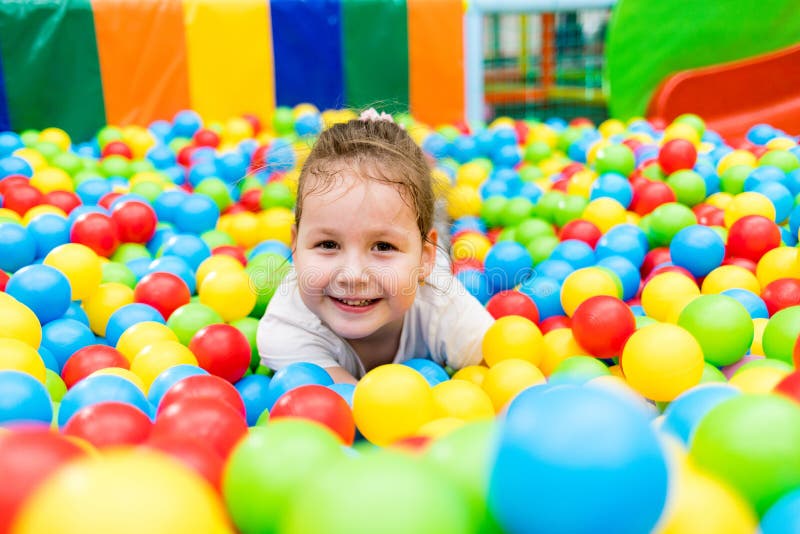 Child Plays Fun in the Entertainment Center. Game Center Stock Image ...