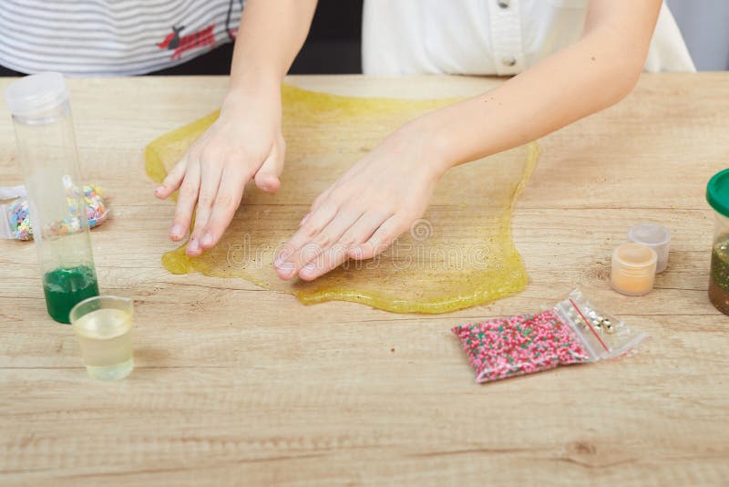 Child Plays with a Hand Made Slime Stock Photo - Image of squeeze ...