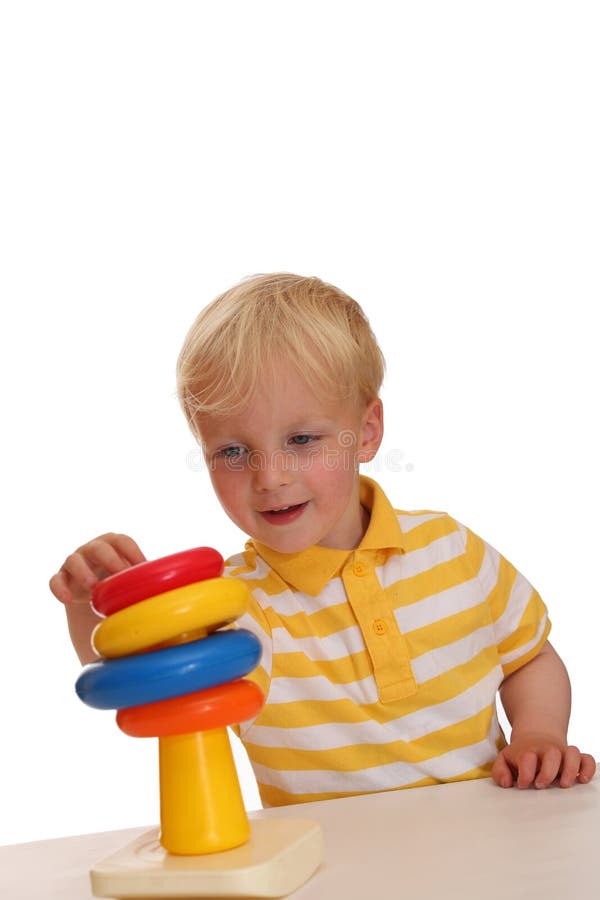 Child Plays with Stacking Toy Stock Image - Image of high, preschool ...