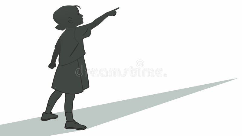 Child Pointing Forward, Future Direction, Vision and Hope, Vector ...
