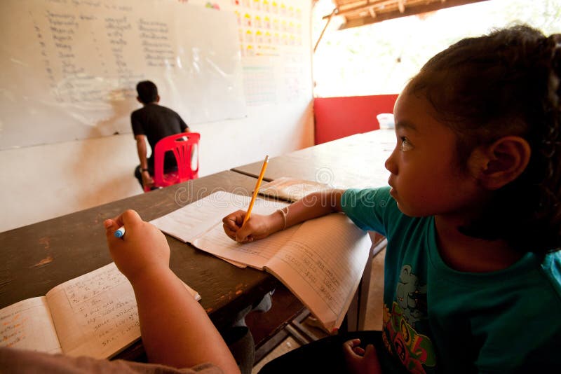 Child from Poor Areas in Lession at School Editorial Stock Image ...