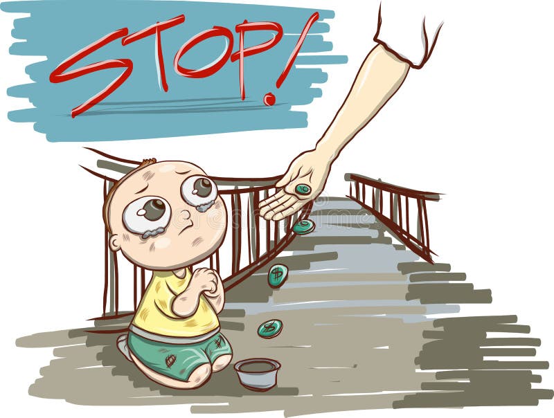 Child Poverty, Child Beggar Vector Stock Vector - Illustration of ...