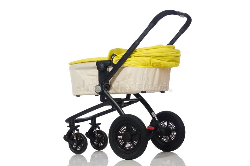 Child Pram Isolated on the White Background Stock Image - Image of ...