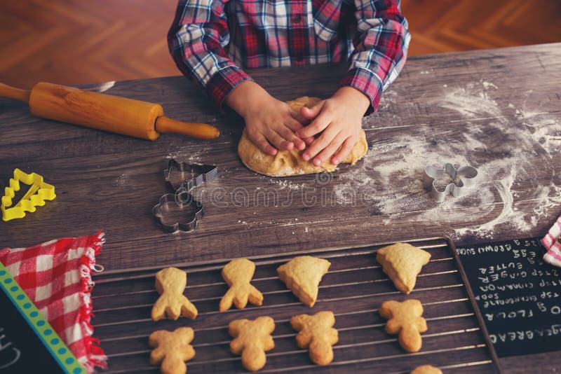 Child Prepares Homemade Biscuits Stock Image - Image of food, baking ...