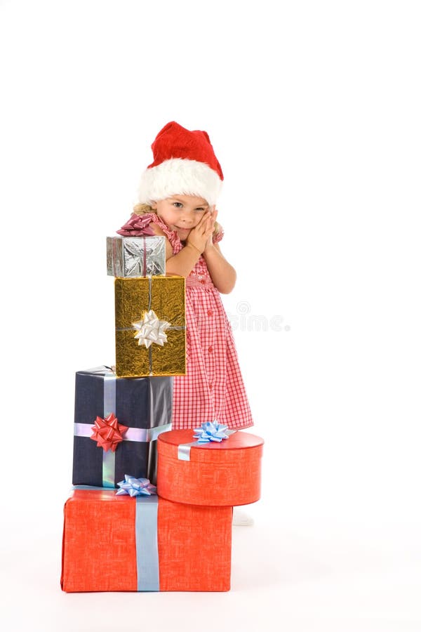 Child with present stock image. Image of bright, holiday - 1396617