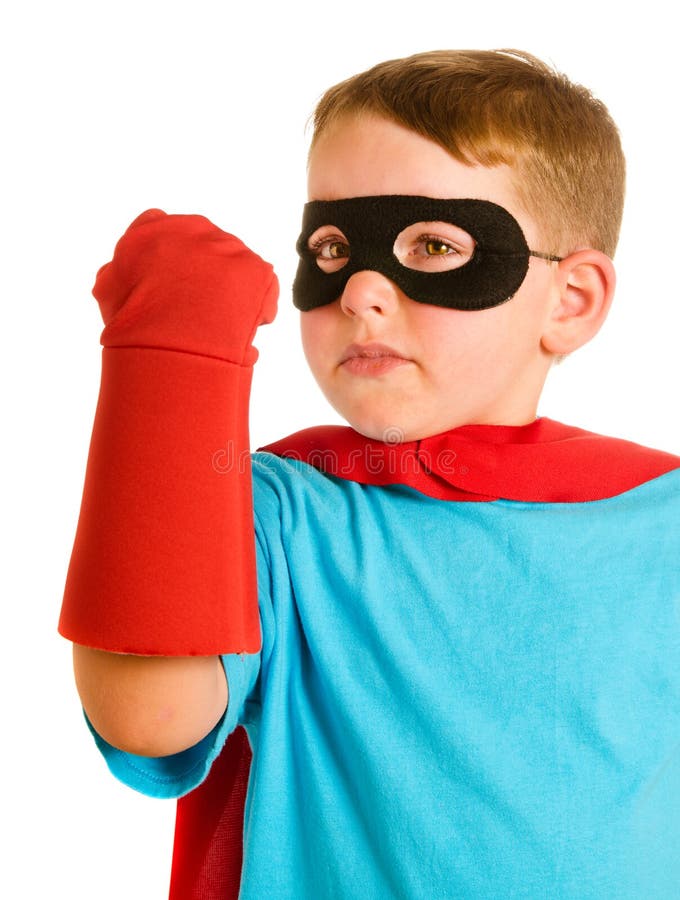 Child Pretending To Be a Superhero Stock Photo - Image of dress, hands ...