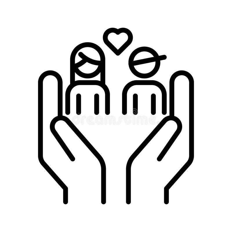 Child Protect Icon Linear Logo Mark in Black and White Stock ...