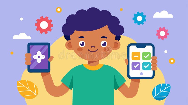 A Child Proudly Presents Their Newly Coded Mobile App Showcasing Their ...