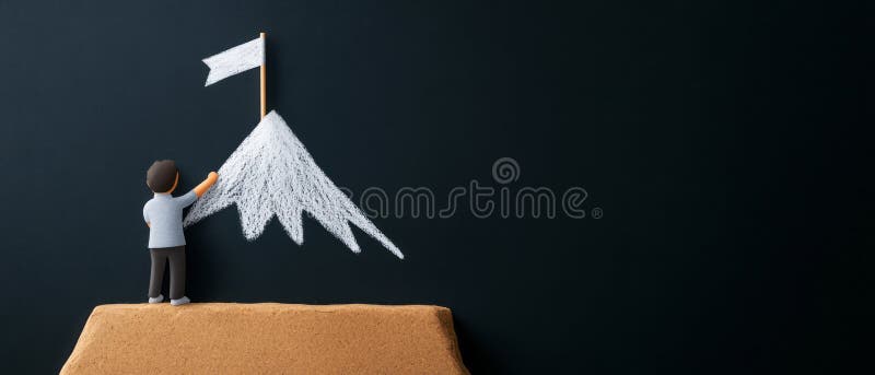 Child Reaching for Goals and Aspirations with Creative Mountain Drawing ...