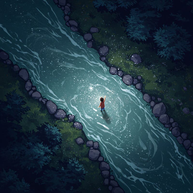 A Child Reaching for a Star in a River - Generated Using Ai Stock ...