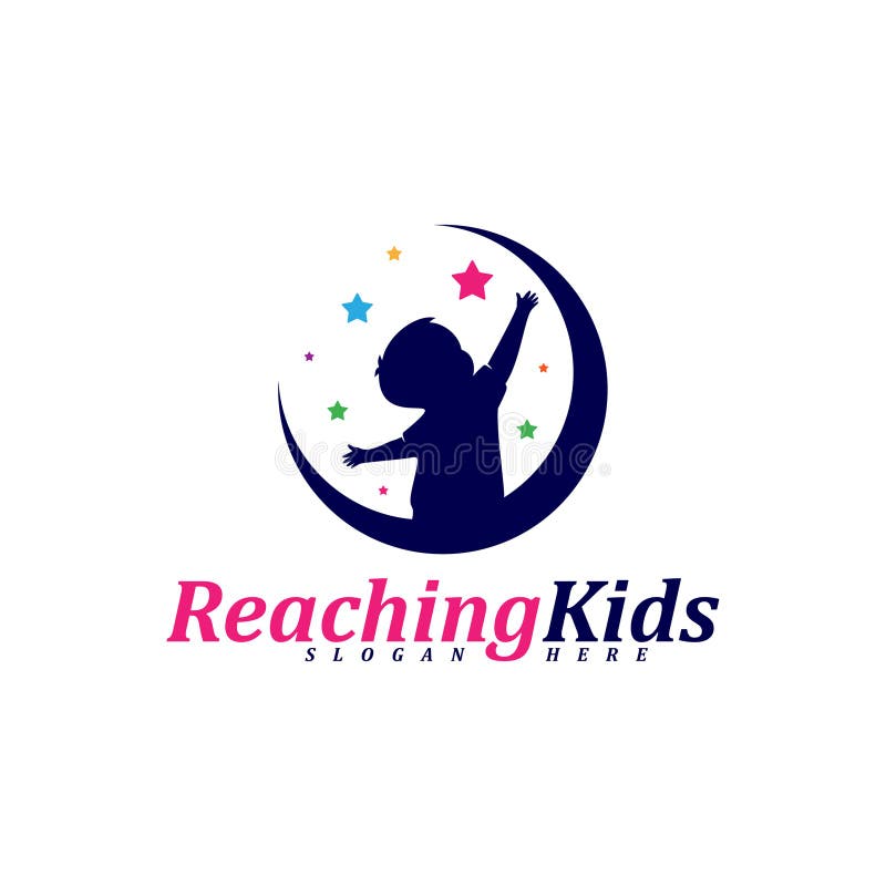 Child Reaching Stars Logo Design Concept Vector. Reaching Stars Logo ...