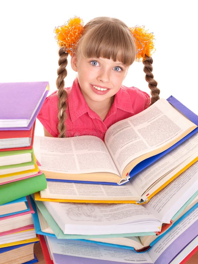 Child Reading Open Book on Table. Stock Image - Image of literature ...