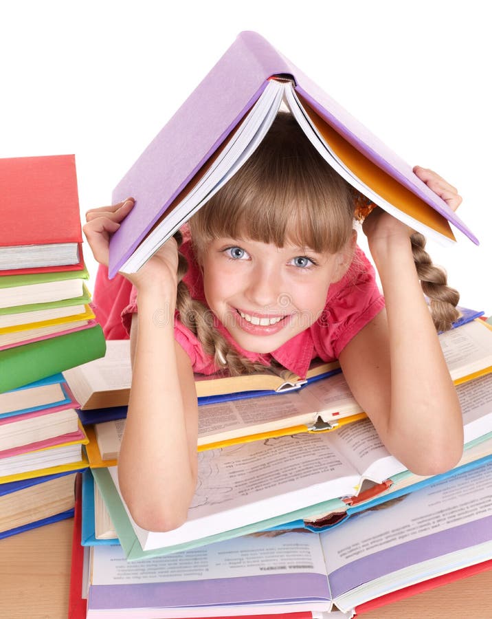 Happy child with books stock photo. Image of childhood - 8698086