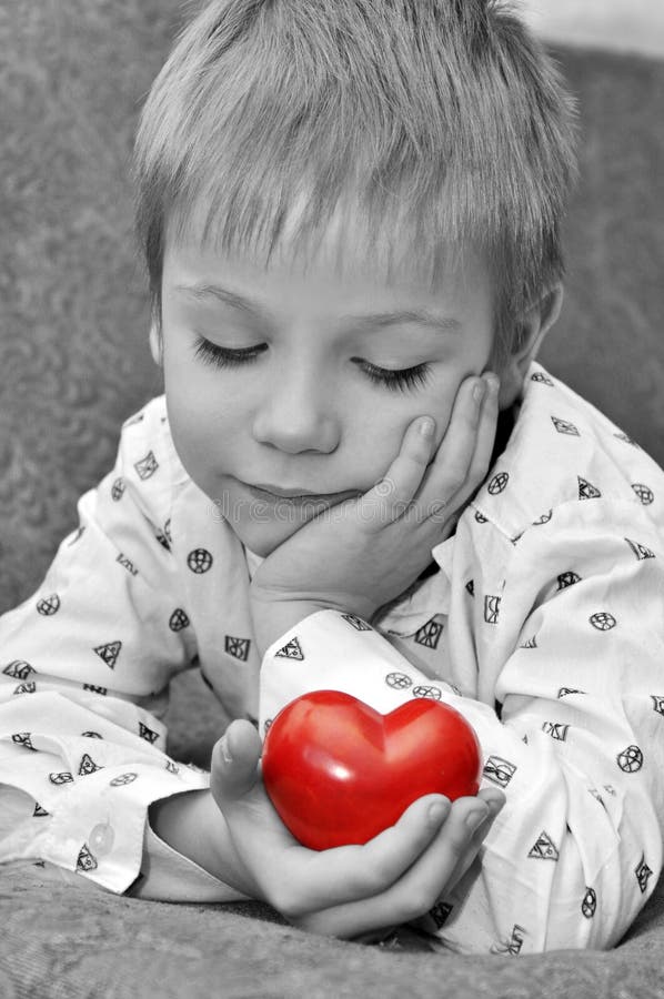 Child with Red Heart. Valentines Day Concept Stock Photo - Image of ...
