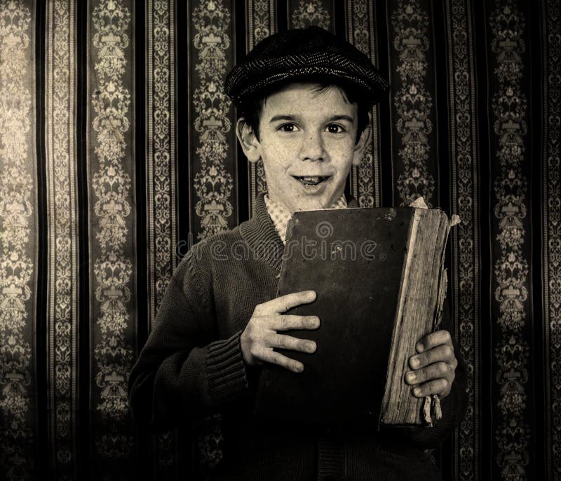 Child with Red Vintage Book Stock Image - Image of portrait, reading ...