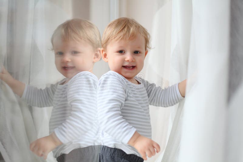 Child with reflection stock photo. Image of glass, window - 34584854