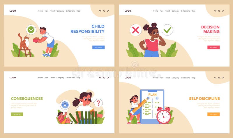 Child Responsibility Concept. Flat Vector Illustration Stock Vector ...