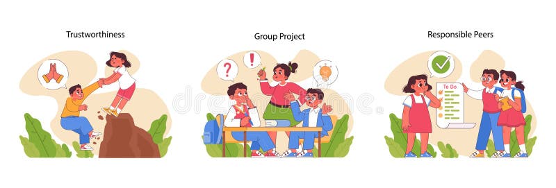 Child Responsibility Set. Flat Vector Illustration Stock Vector ...