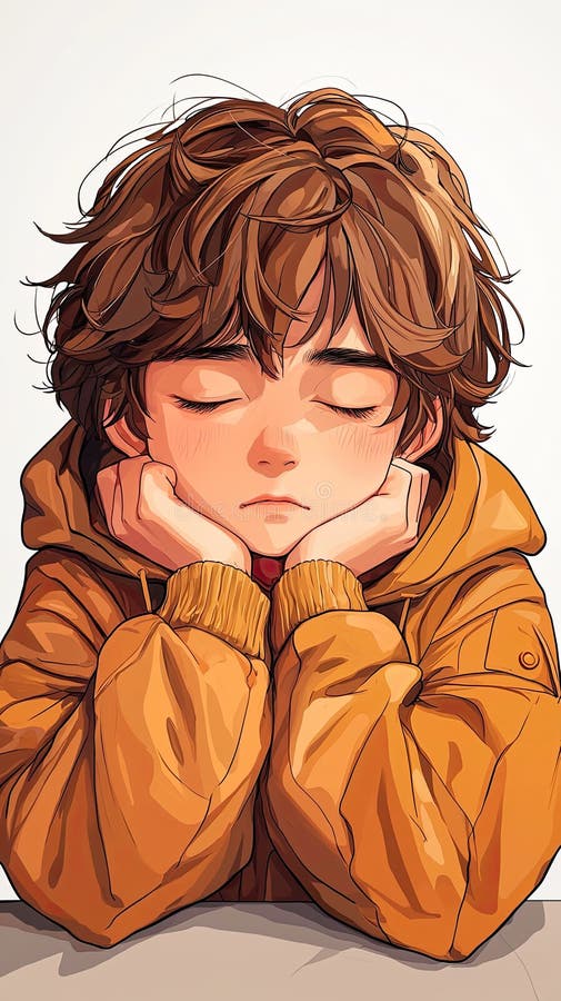 Child Resting Peacefully with Closed Eyes in Drawing. Stock ...