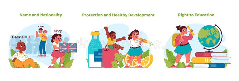 Child Rights Set. Vector Illustration Stock Vector - Illustration of ...