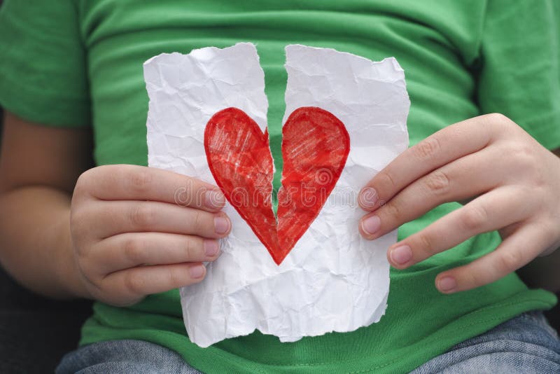 Child Ripping Red Heart on a Piece of Paper Stock Image - Image of hope ...