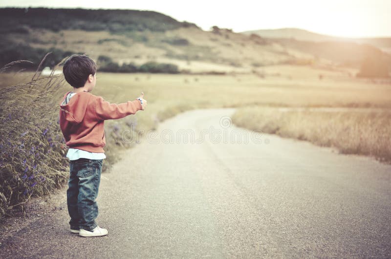 Child on the road stock photo. Image of nostalgia, outdoors - 61423990