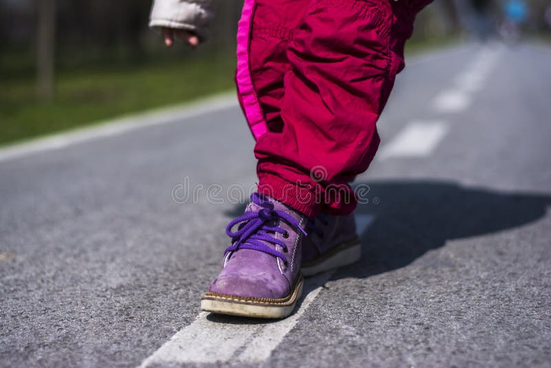 Child on the road stock image. Image of bicycle, walk - 38740819