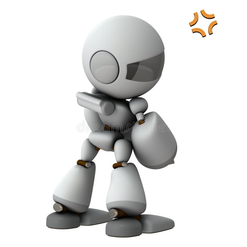 Child Robot is Grumpy. he is Looking Unsated Stock Illustration ...