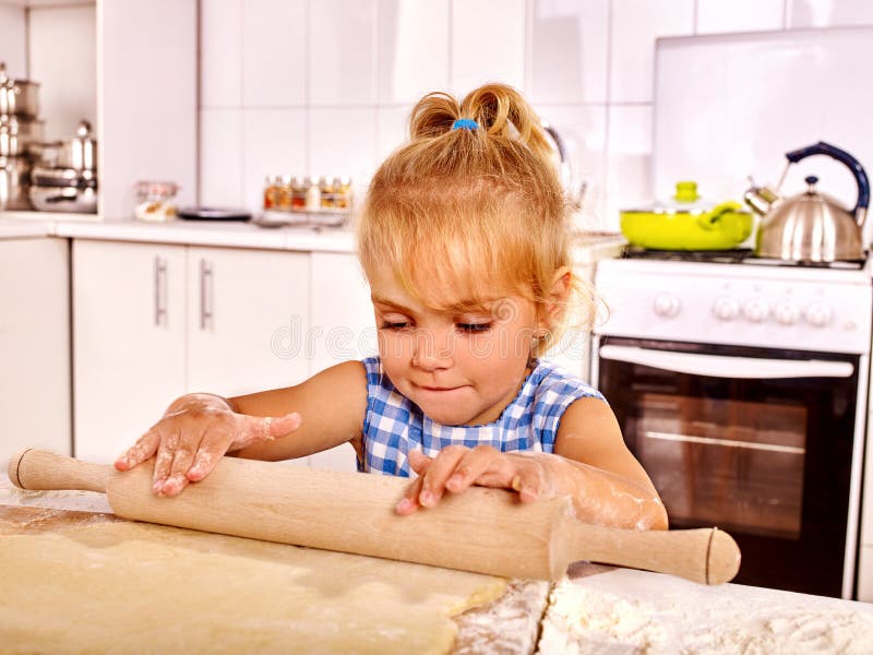 Child with Rolling-pin Dough Stock Photo - Image of cooking, homemade ...