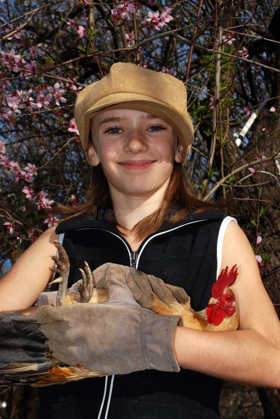 Child with rooster stock image. Image of lean, country - 2453559