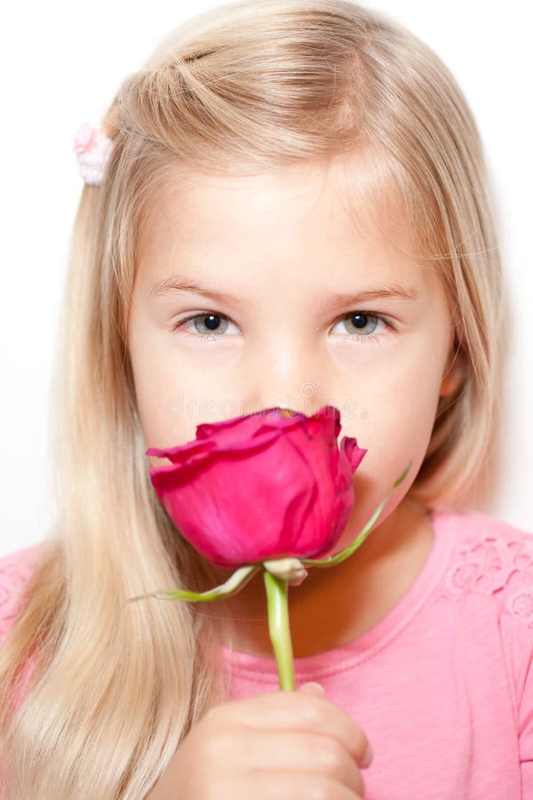 Child and Rose stock photo. Image of wonderful, holding - 78873376