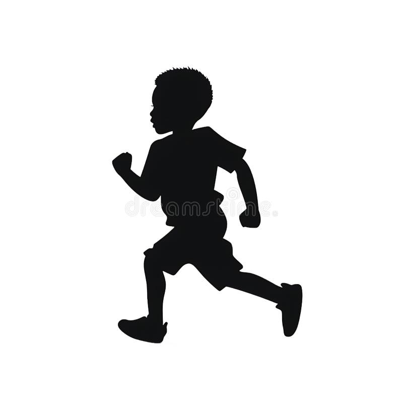 Running Child Black Silhouette Against Transparent Background Stock ...