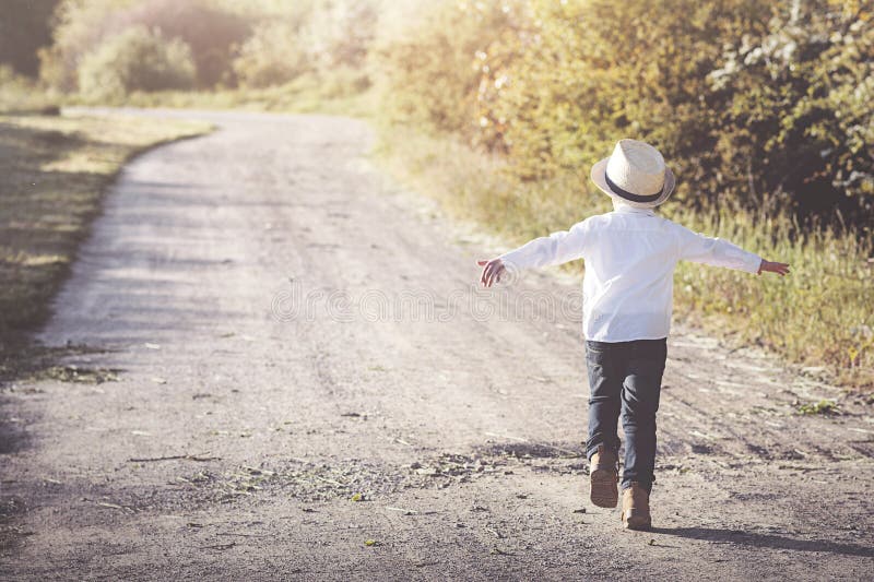 Child running stock photo. Image of outdoors, highway - 61120400