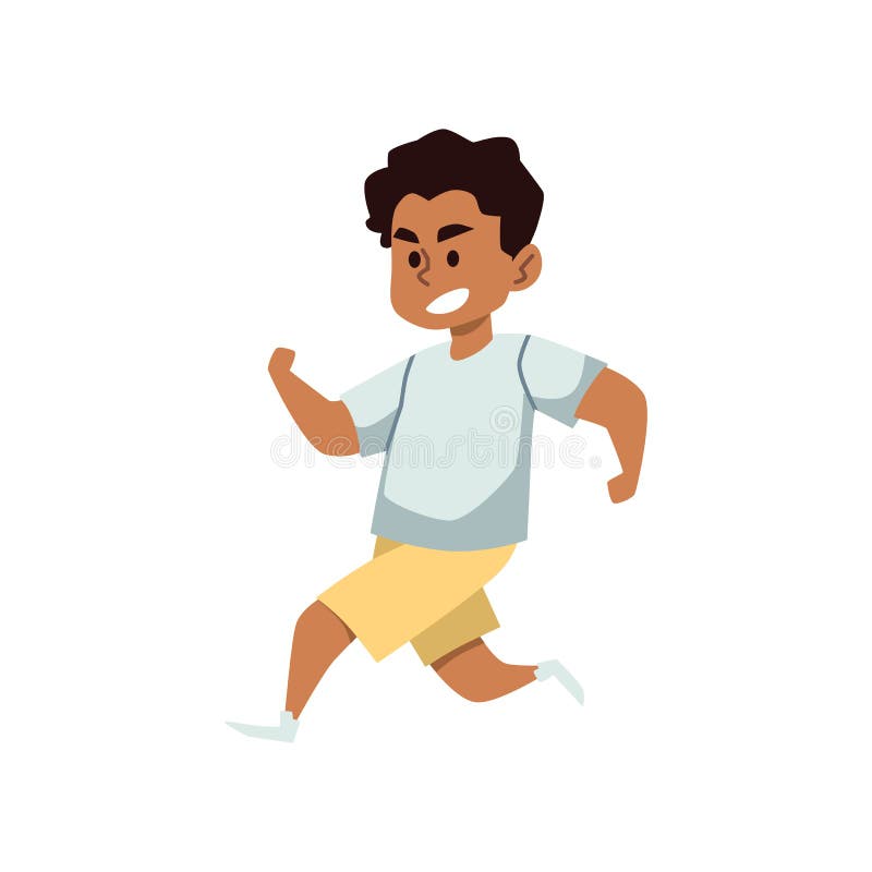 Child Runs Fast for Physical Development and Sport, Flat Vector ...