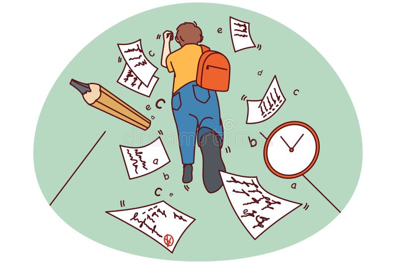 Child Rush in School Being Late for Classes Stock Vector - Illustration ...